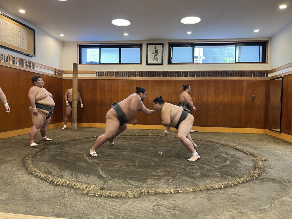 Sumo wrestling morning practice, Ekoin Temple, Tsukiji Honganji Temple ...